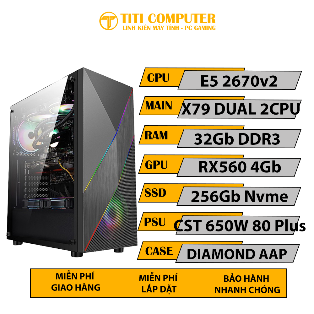 PC GIẢ LẬP X79 2CPU E5 2670V2/32GB/256GB/RX560 4Gb CÀY GAME - Máy Tính ...